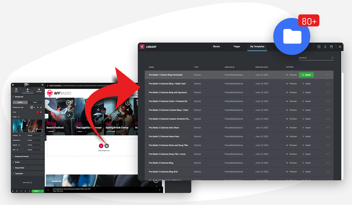 Elementor page builder included | Pro.Radio