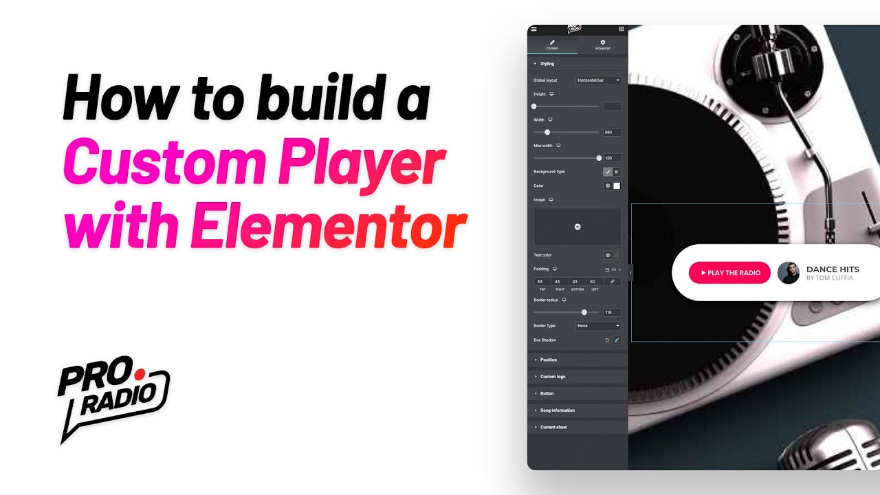 How To Build Custom Player Elementor Proradio 