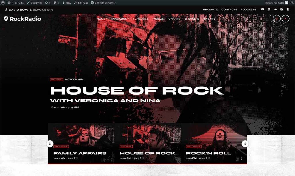 A blazing new rock and metal template and demo is included now with Pro ...