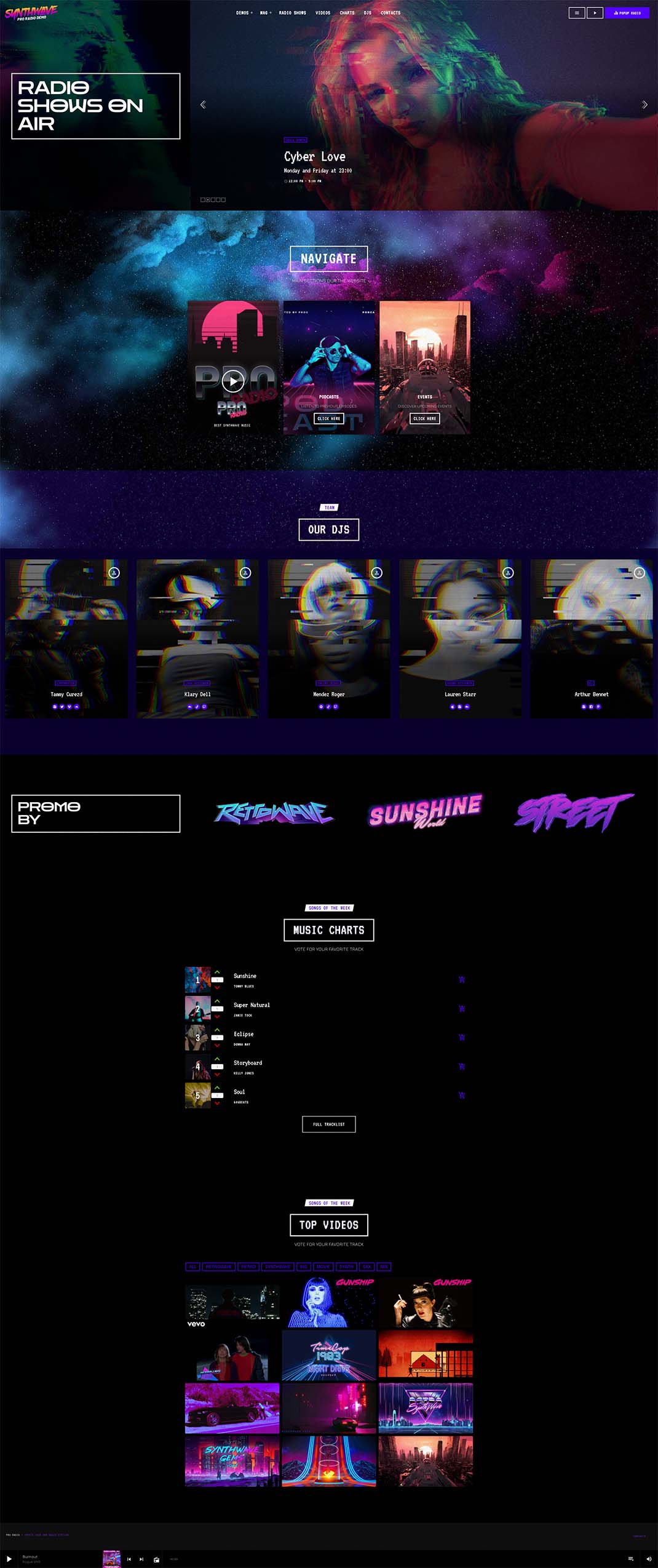Demo 09 – Synthwave Radio template | Pro.Radio