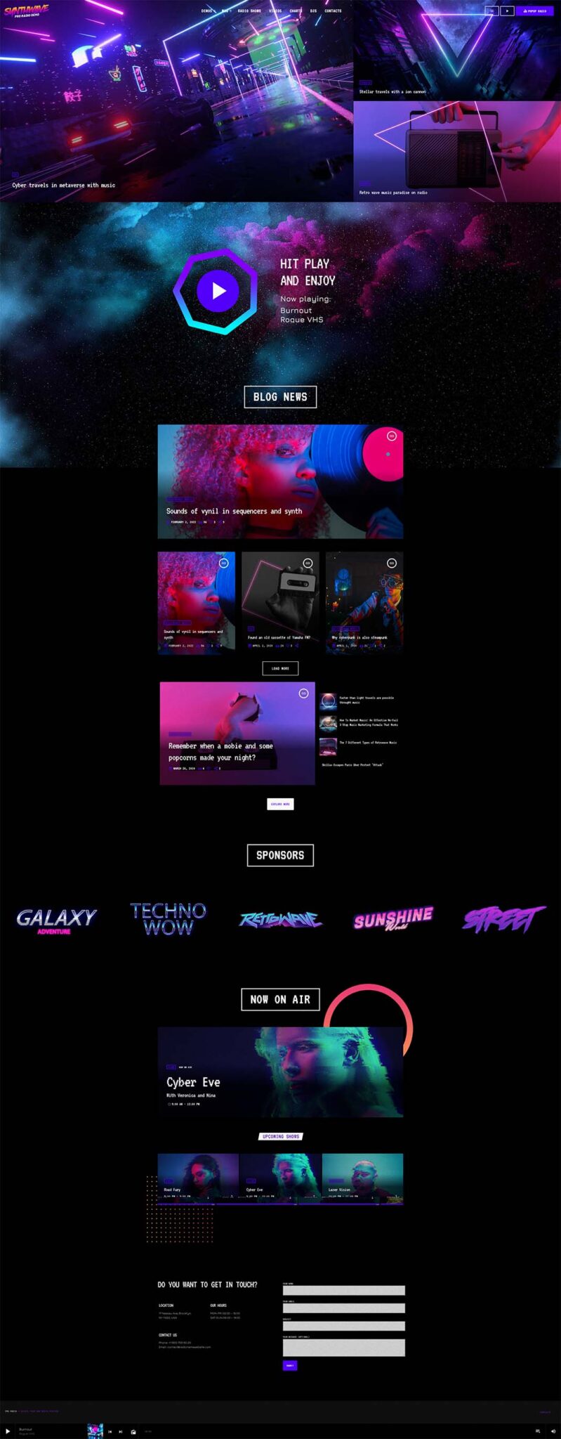 Meet the new Synthwave radio station website template | Pro.Radio
