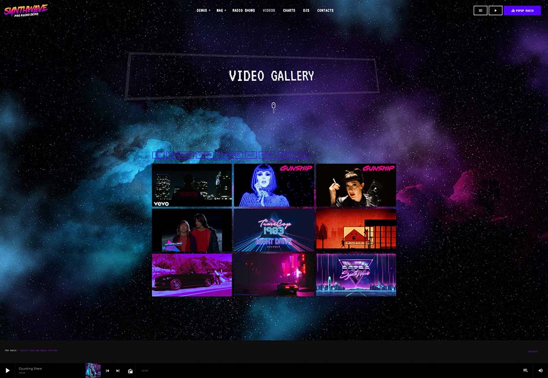 Demo 09 – Synthwave Radio template | Pro.Radio