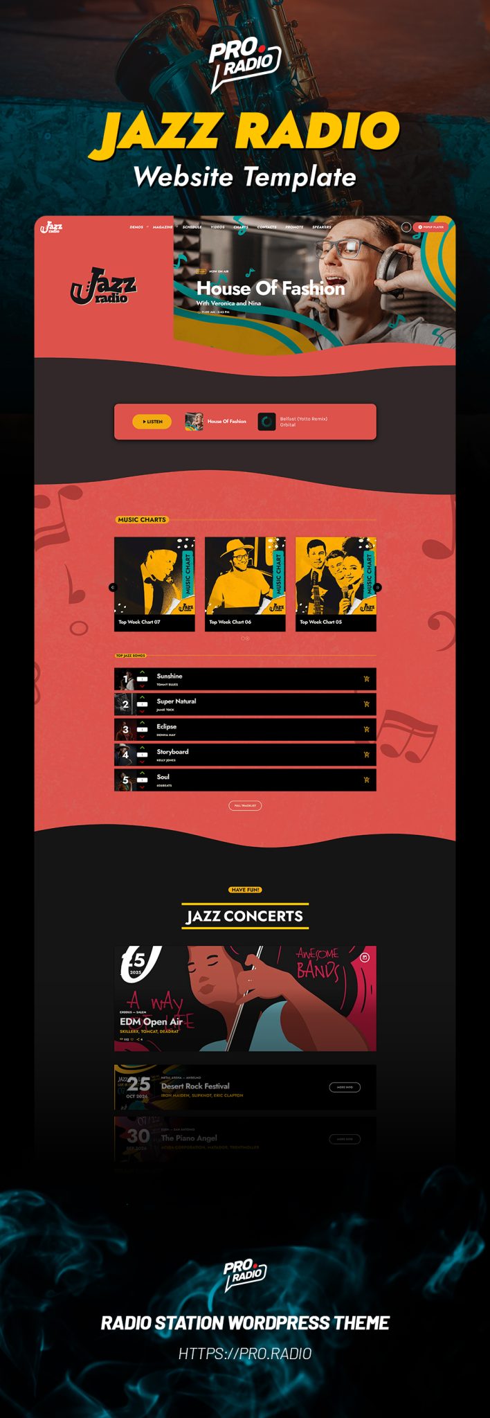 New! Jazz Radio Website Template included with Pro Radio WordPress Theme | Pro.Radio