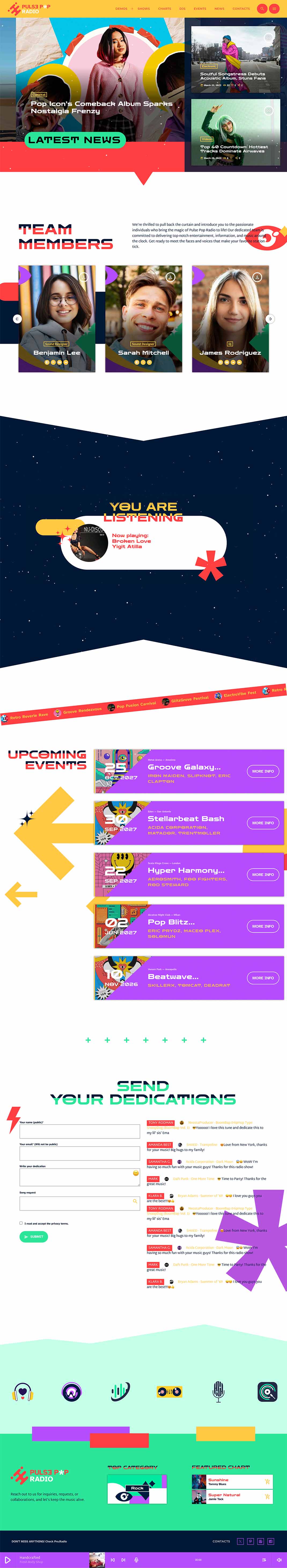 Demo 18 – Pulse Pop Radio – A vibrant radio website template | Pro.Radio