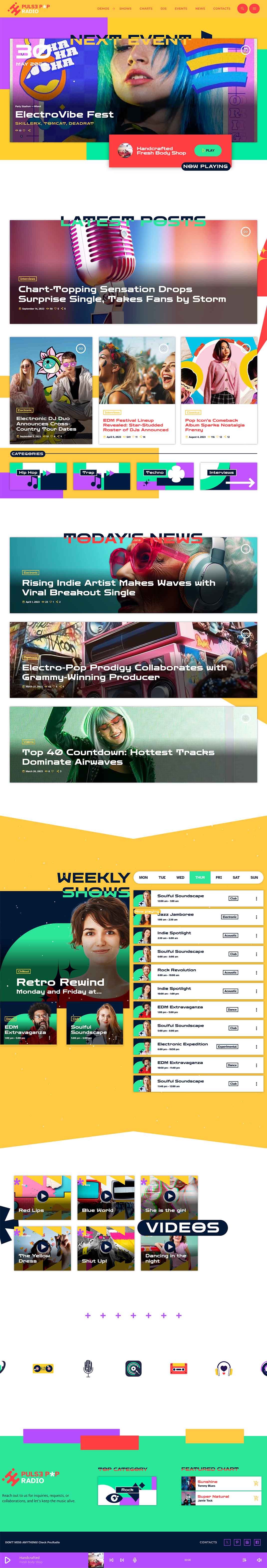 Demo 18 – Pulse Pop Radio – A vibrant radio website template | Pro.Radio