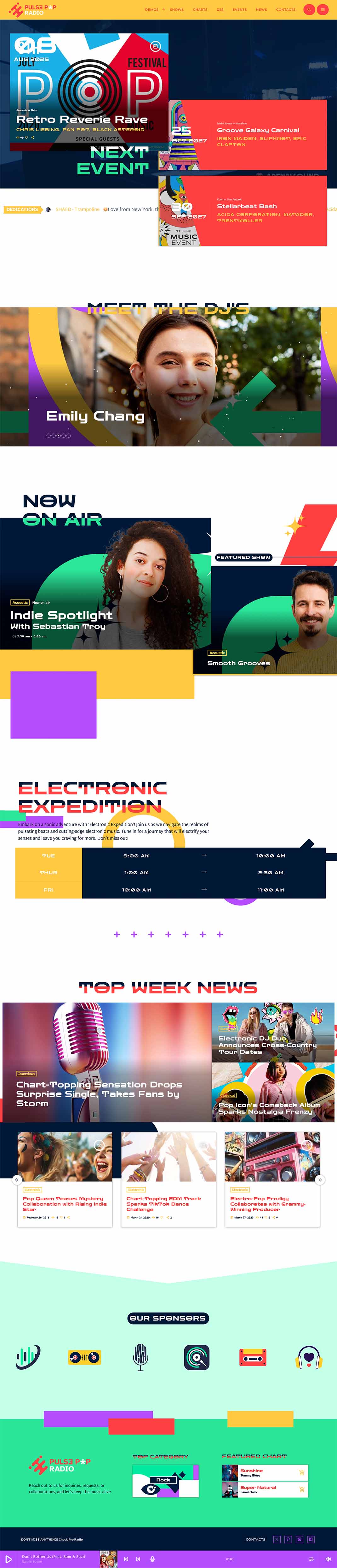 Demo 18 – Pulse Pop Radio – A vibrant radio website template | Pro.Radio