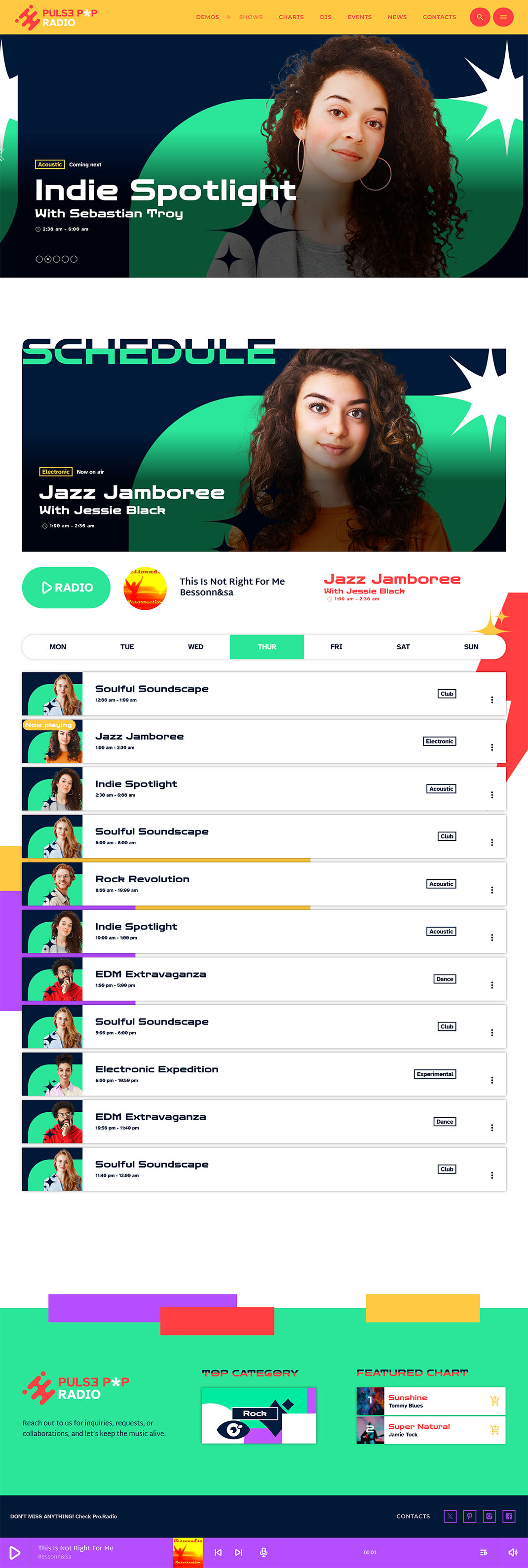 Demo 18 – Pulse Pop Radio – A vibrant radio website template | Pro.Radio