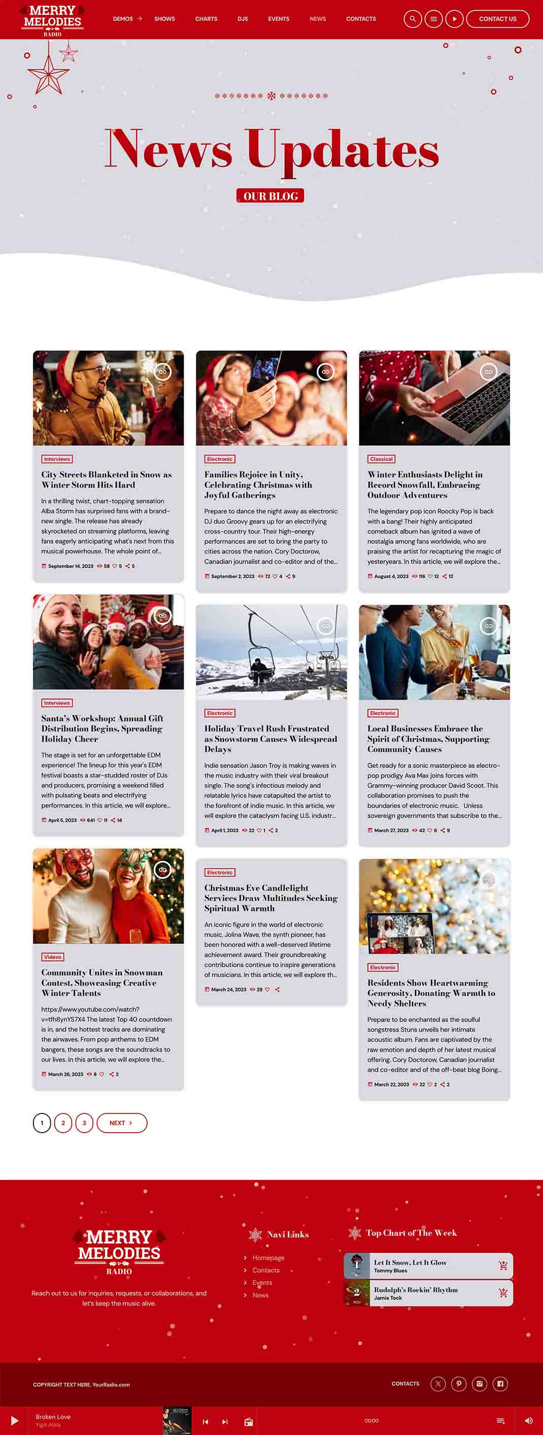 Demo 19 – Merry Melodies (red): a Cheerful Christmas Radio Template | Pro.Radio