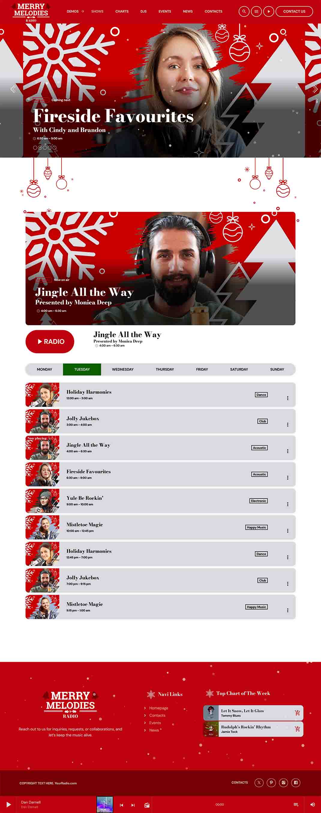 Demo 19 – Merry Melodies (red): a Cheerful Christmas Radio Template | Pro.Radio