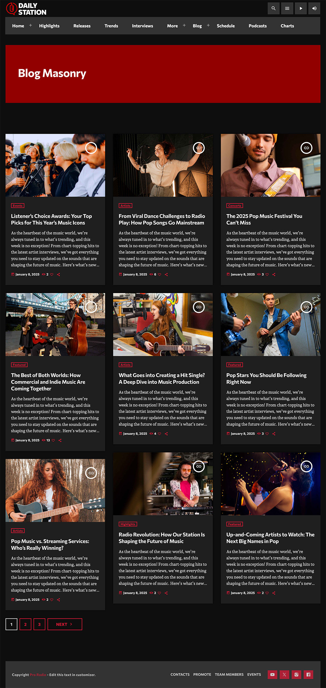 Demo 32 – Daily Station Radio Website Template | Pro.Radio