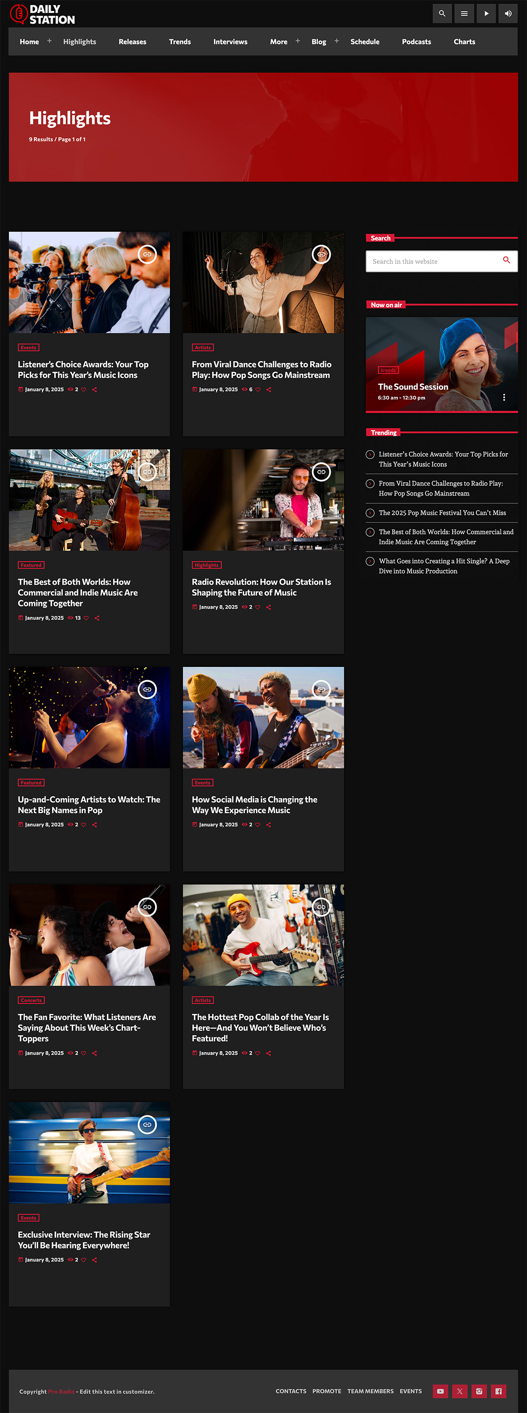 Demo 32 – Daily Station Radio Website Template | Pro.Radio