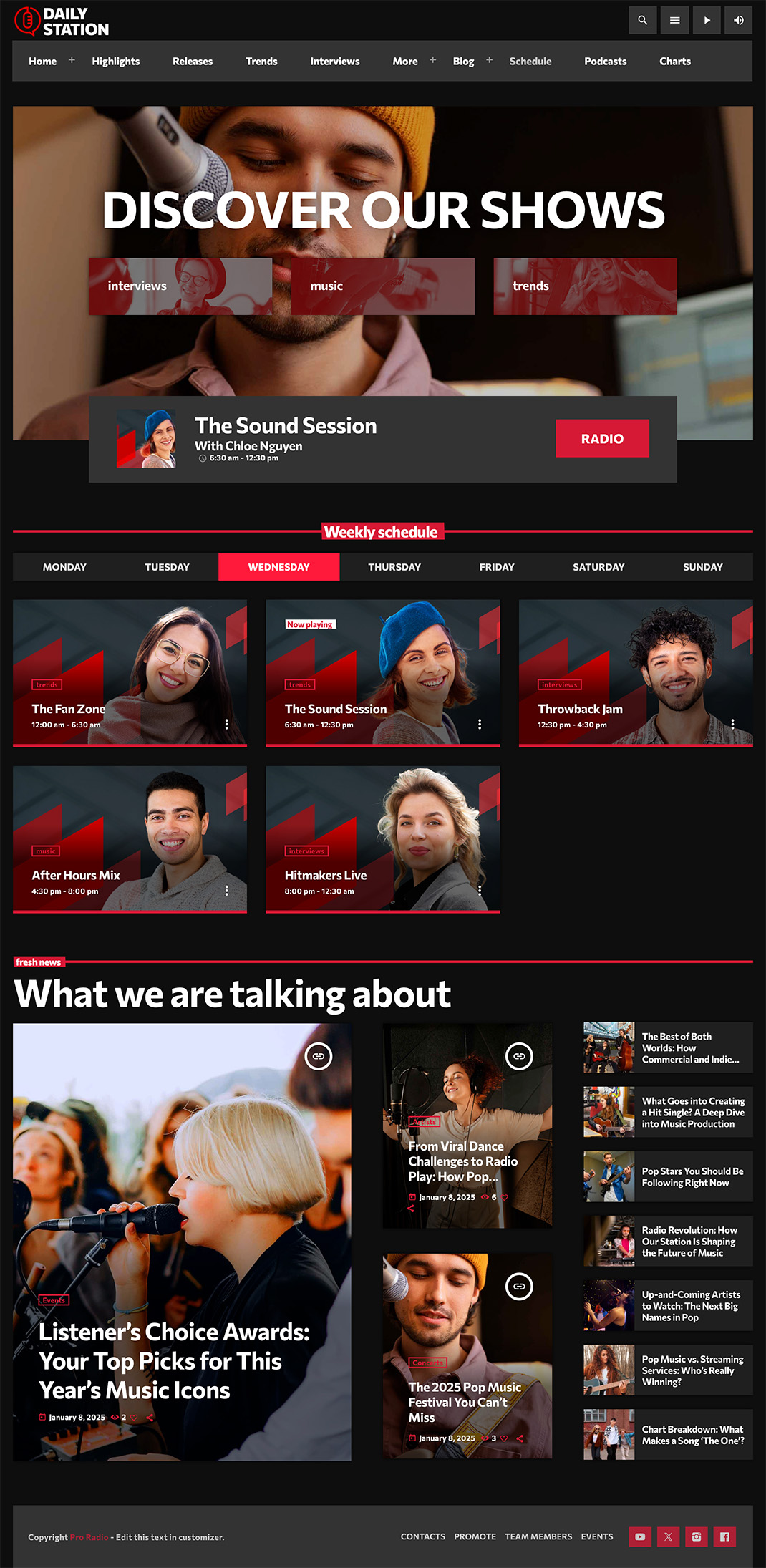 Demo 32 – Daily Station Radio Website Template | Pro.Radio