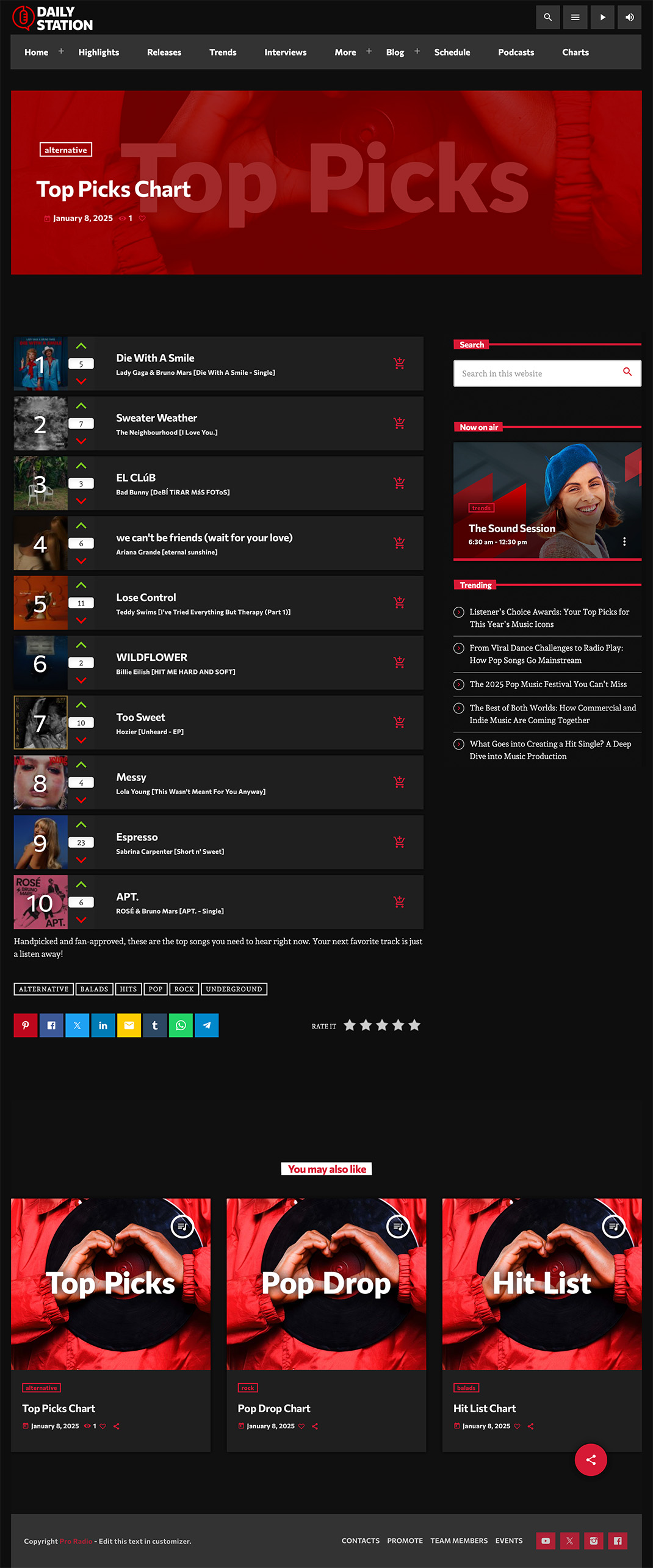 Demo 32 – Daily Station Radio Website Template | Pro.Radio