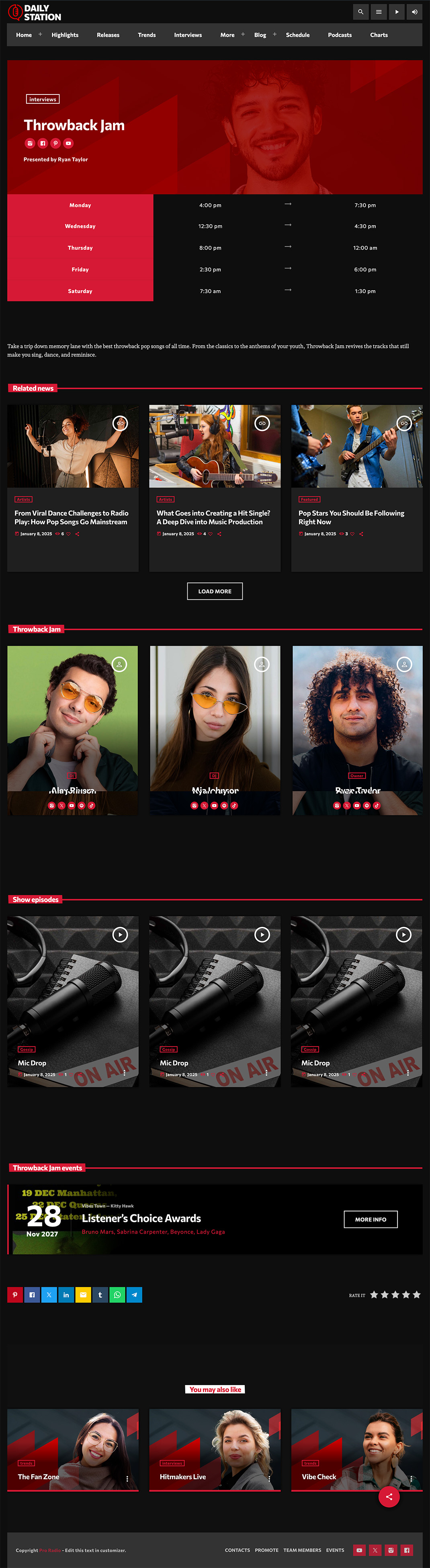 Demo 32 – Daily Station Radio Website Template | Pro.Radio