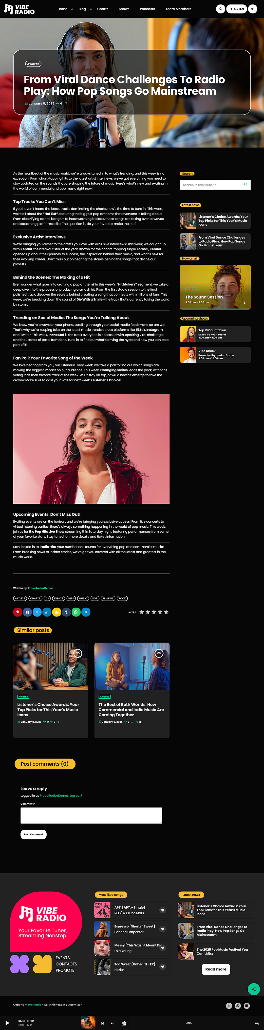 Demo 33 – Vibe Radio Website Template | Pro.Radio