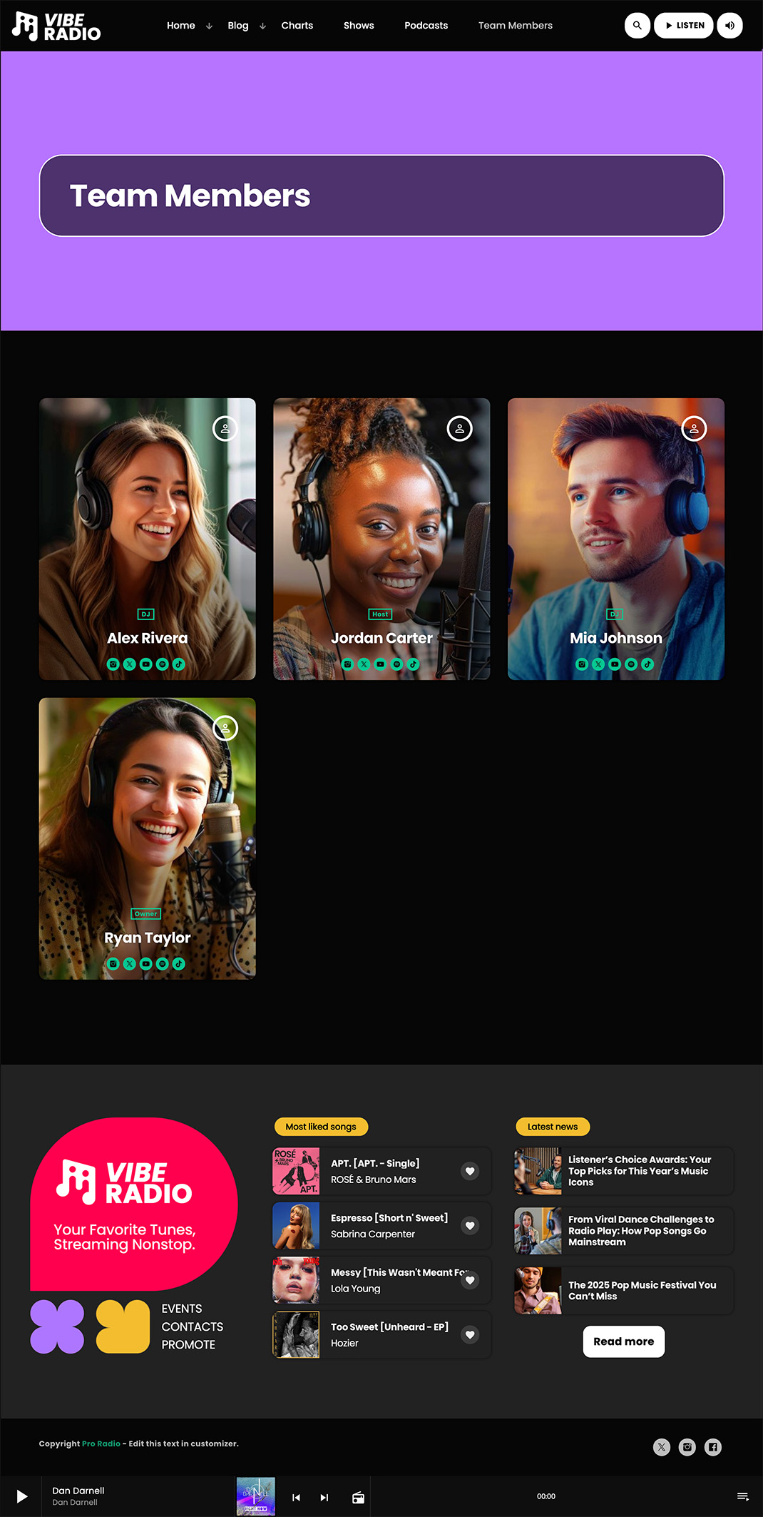 Demo 33 – Vibe Radio Website Template | Pro.Radio