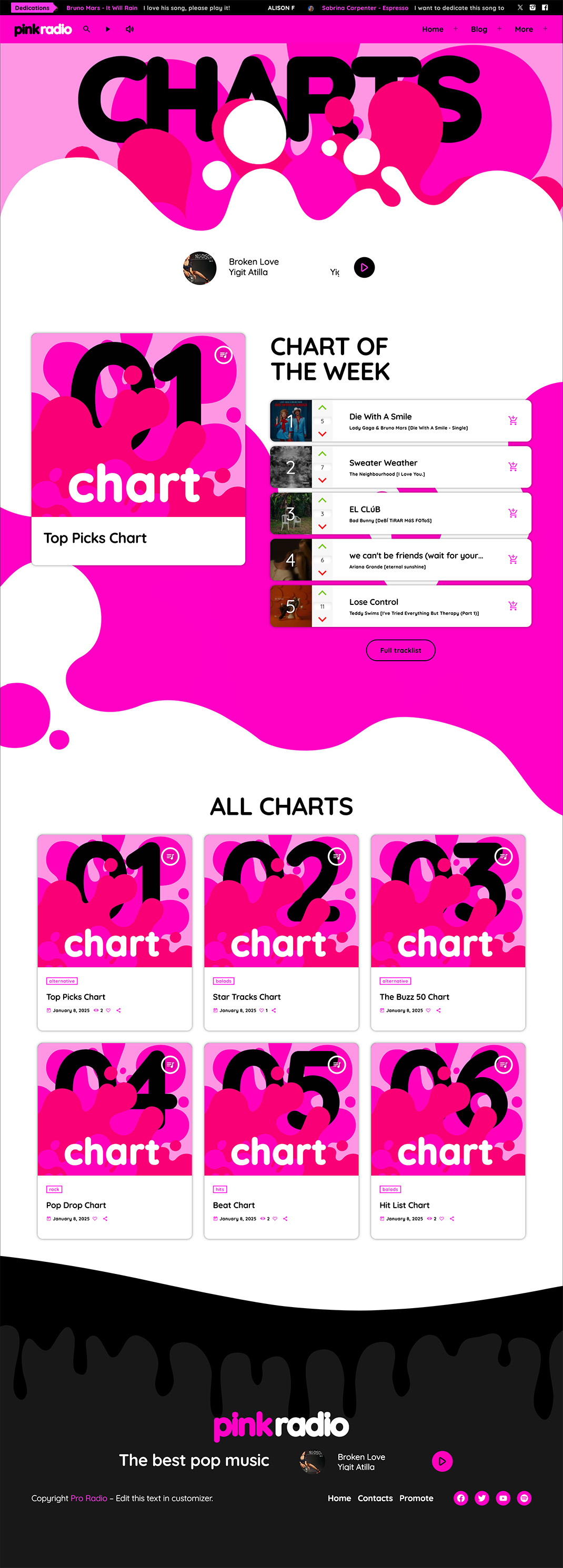 Demo 34 – Pink Radio Website Template | Pro.Radio