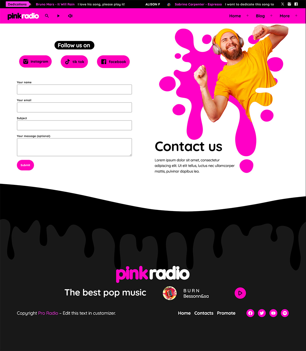 Demo 34 – Pink Radio Website Template | Pro.Radio
