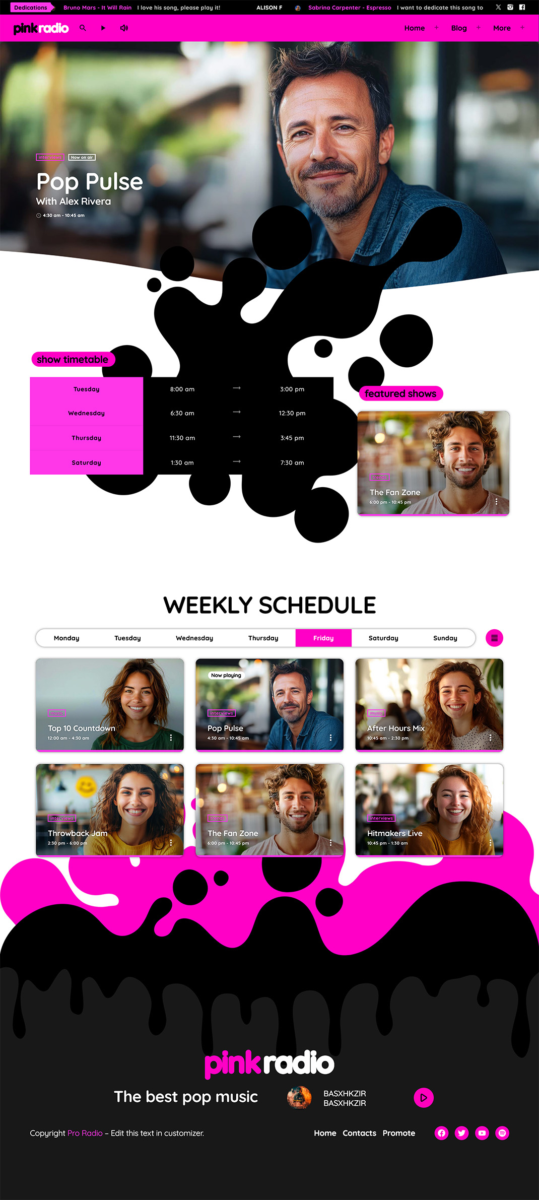 Demo 34 – Pink Radio Website Template | Pro.Radio