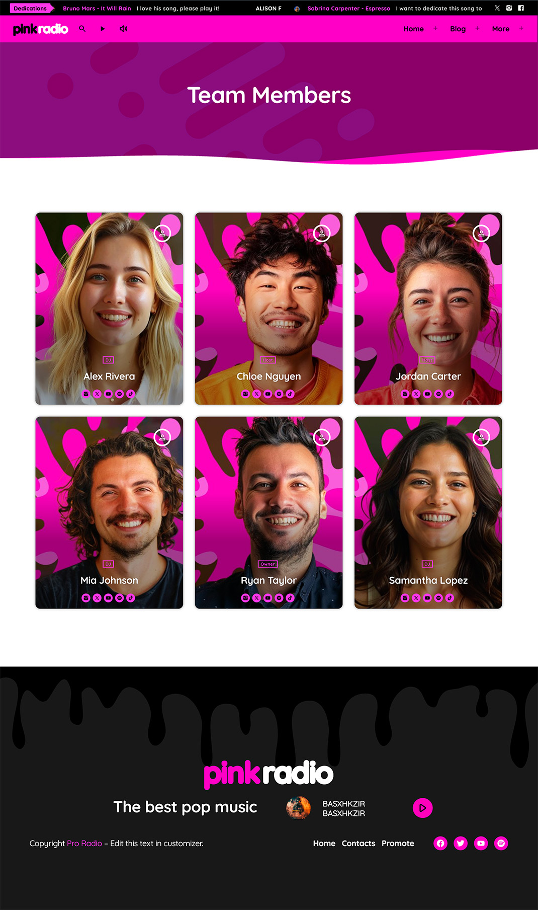 Demo 34 – Pink Radio Website Template | Pro.Radio
