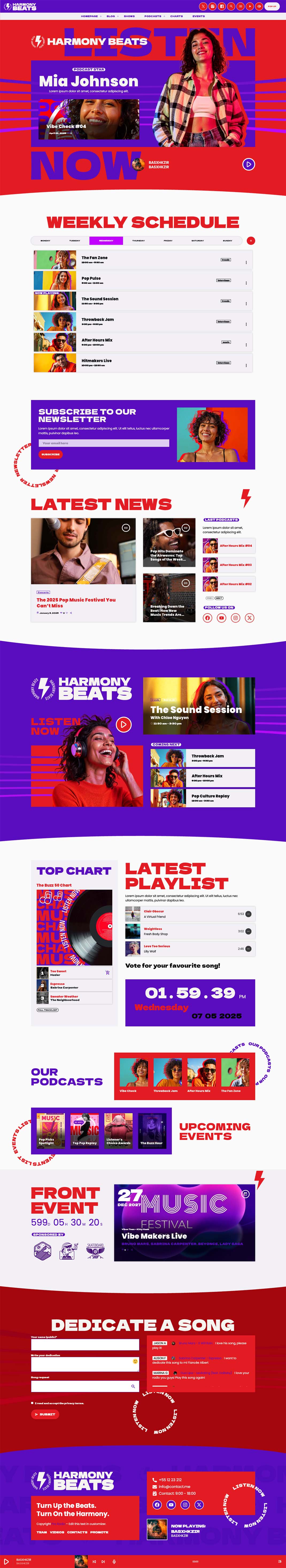 Demo 42 – Harmony Beats Radio Website Template | Pro.Radio