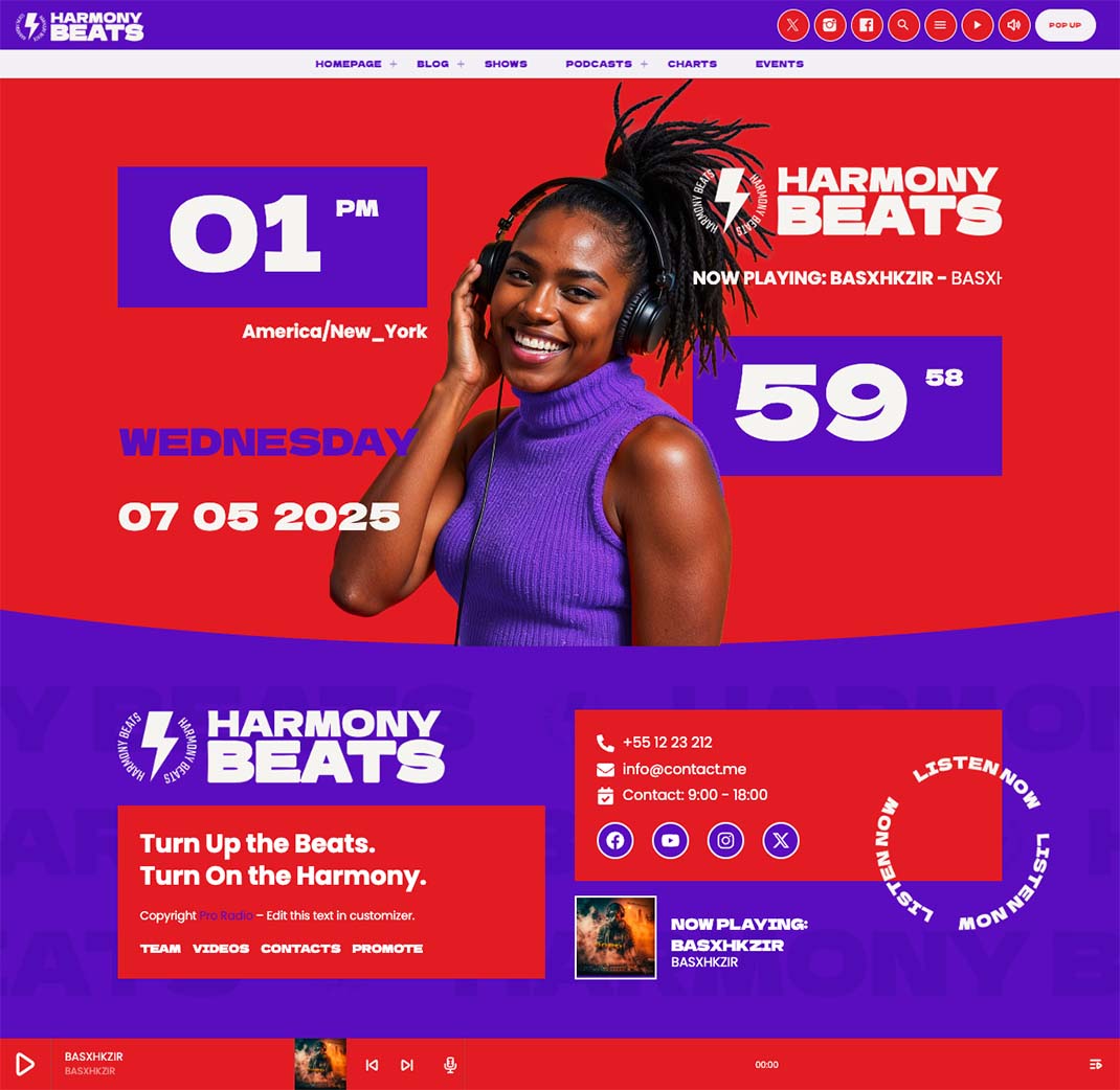 Demo 42 – Harmony Beats Radio Website Template | Pro.Radio