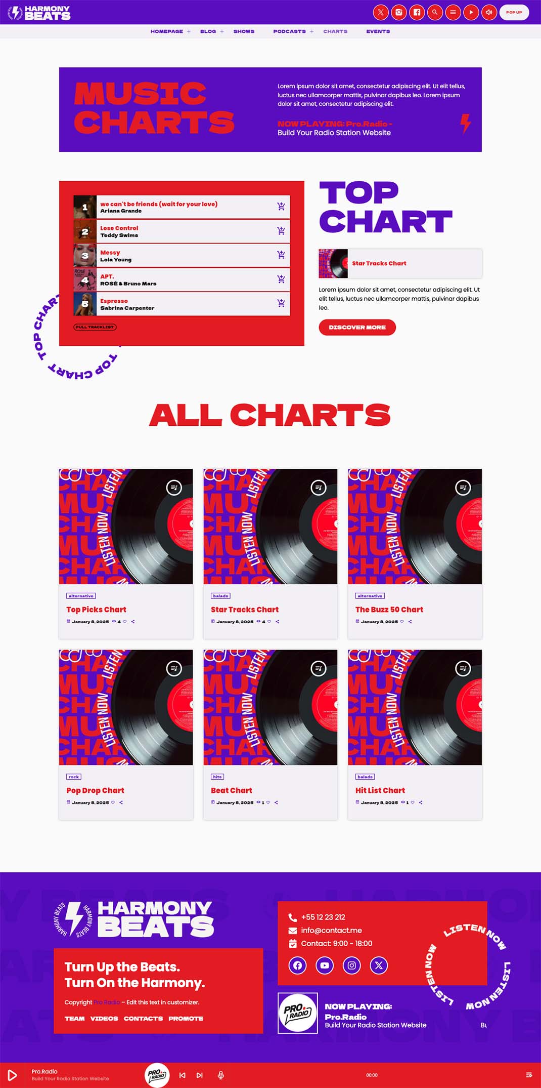 Demo 42 – Harmony Beats Radio Website Template | Pro.Radio
