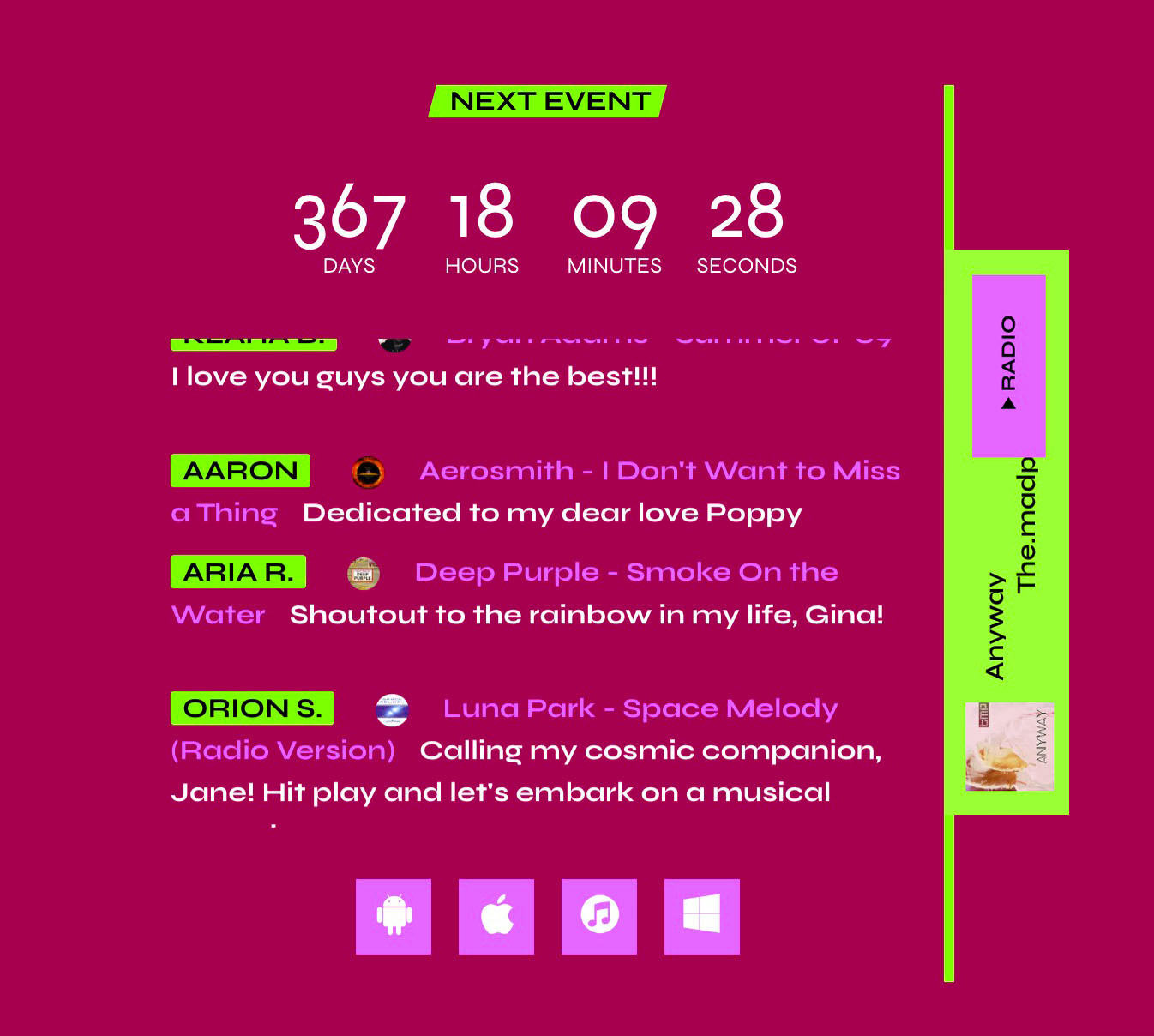 Dedications list widget for Elementor | Pro.Radio