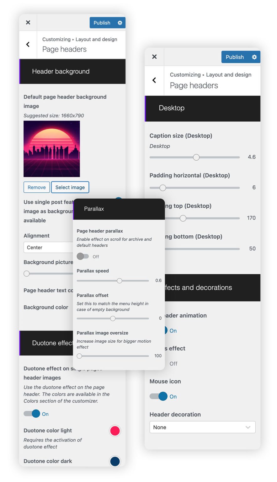 Page header design options | Pro.Radio